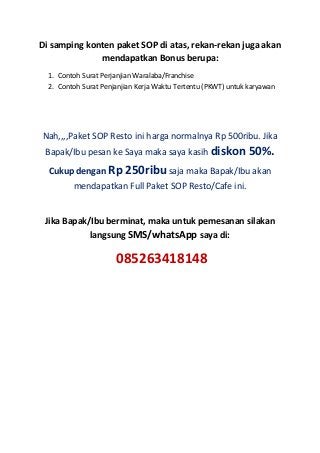 Standar Operational Prosedur (SOP) Resto/Cafe | PDF