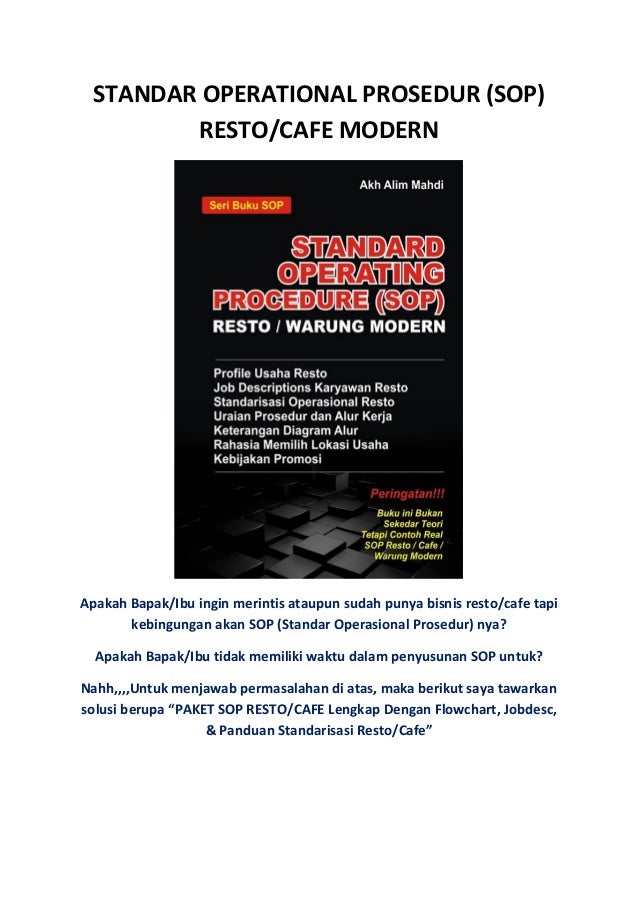Standar Operational Prosedur (SOP) Resto/Cafe | PDF