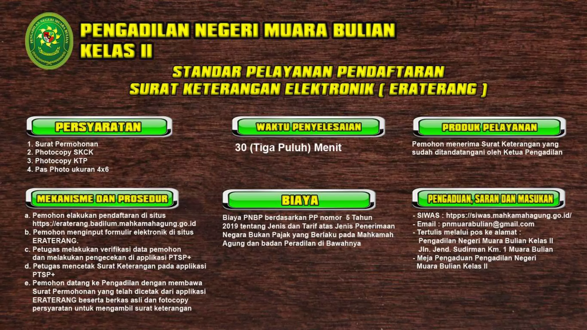 Standar Pelayanan PTSP Pengadilan Negeri Muara Bulian | PPTX