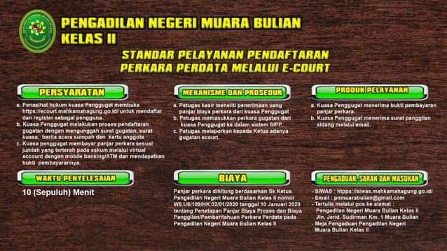 Standar Pelayanan PTSP Pengadilan Negeri Muara Bulian | PPTX