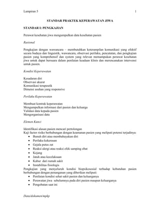 Standar praktek keperawatan jiwa | PDF