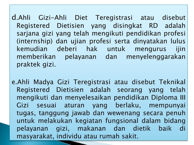 Standar profesi gizi | PPTX