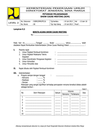 Standar prosedur pelaksanaan (sop) show cause meeting (scm) | PDF
