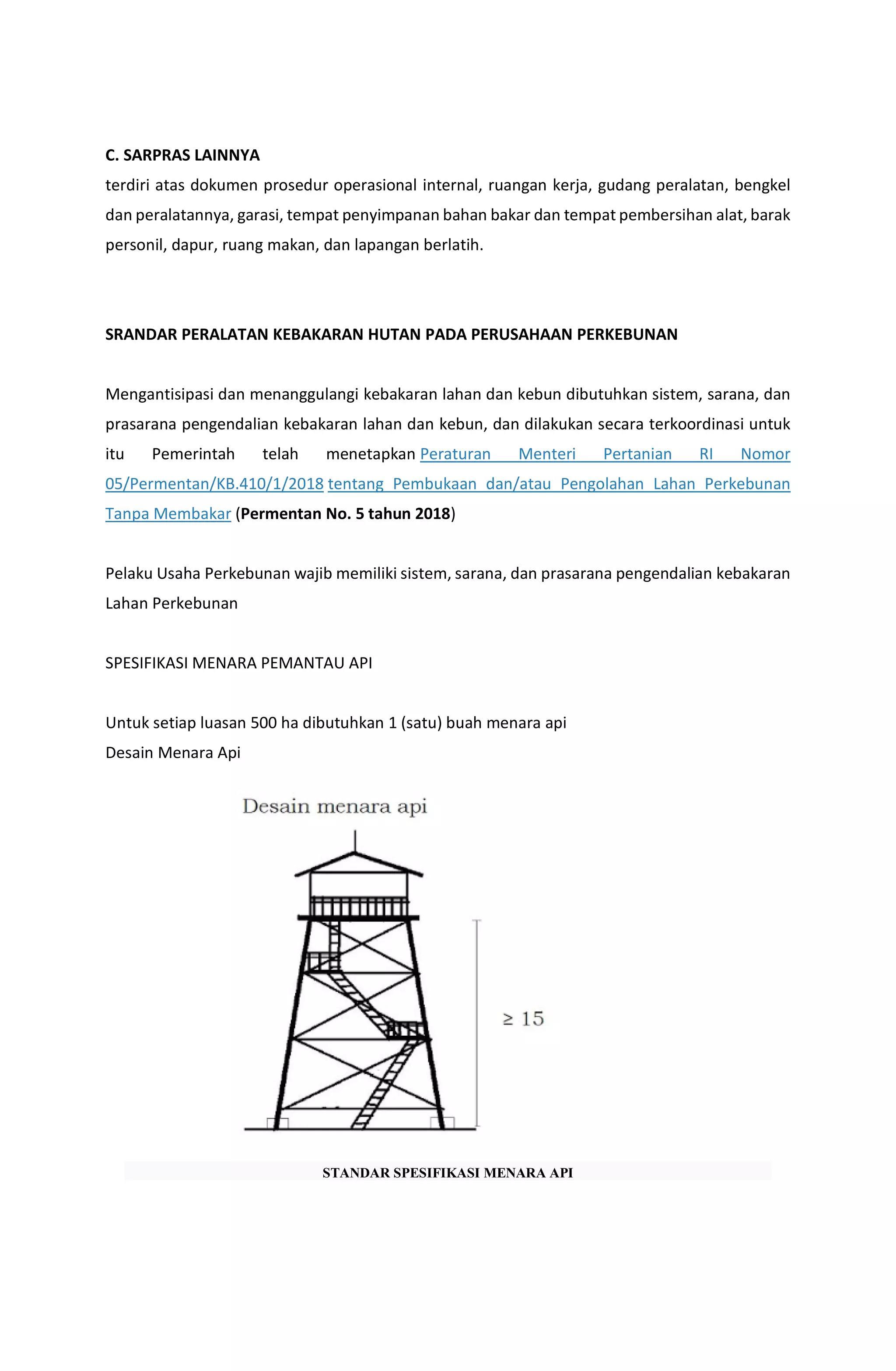 Standar sarpras pengendalian_kebakaran_hutan | PDF