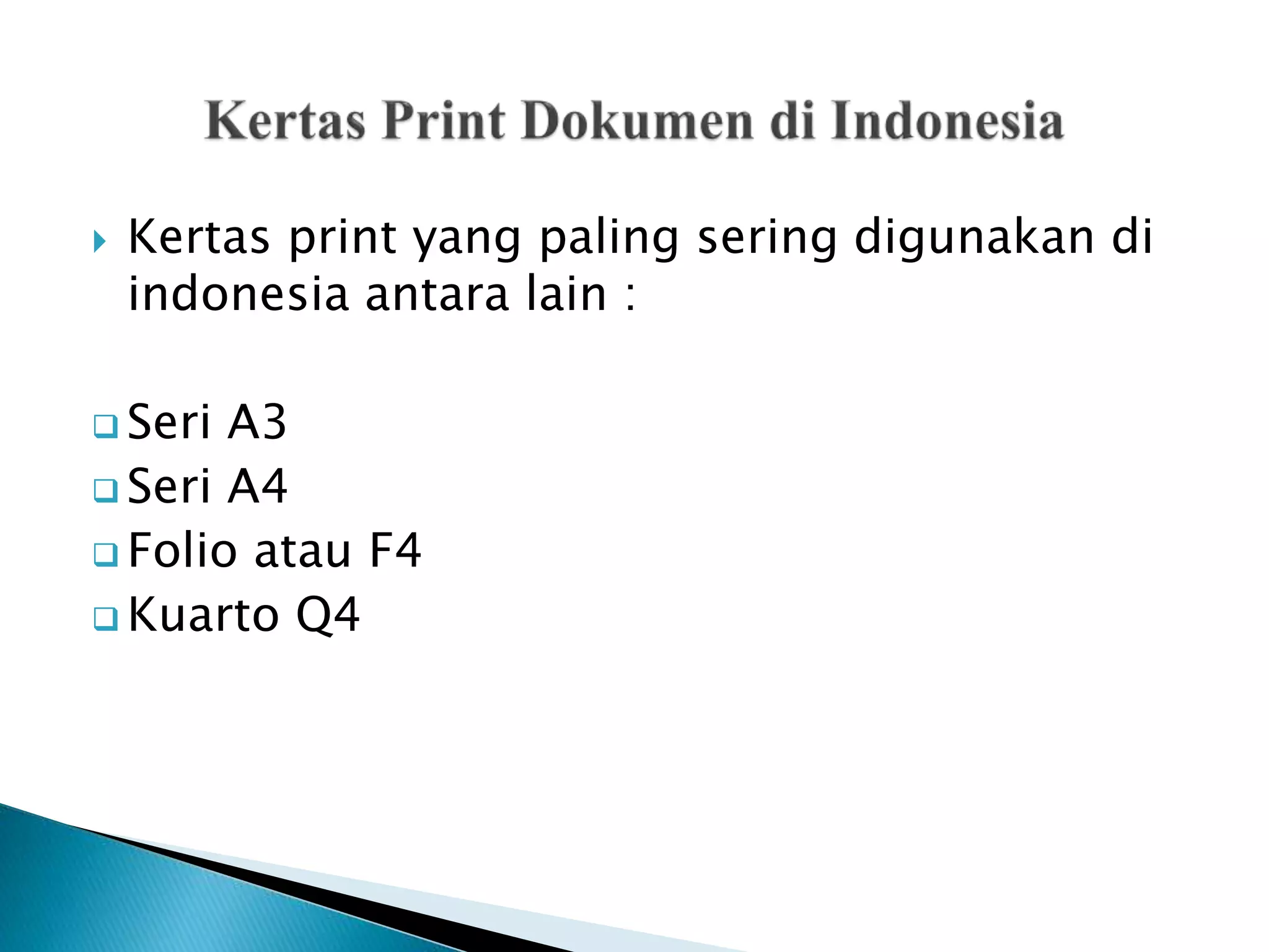 Standar ukuran kertas print dokumen | PPTX