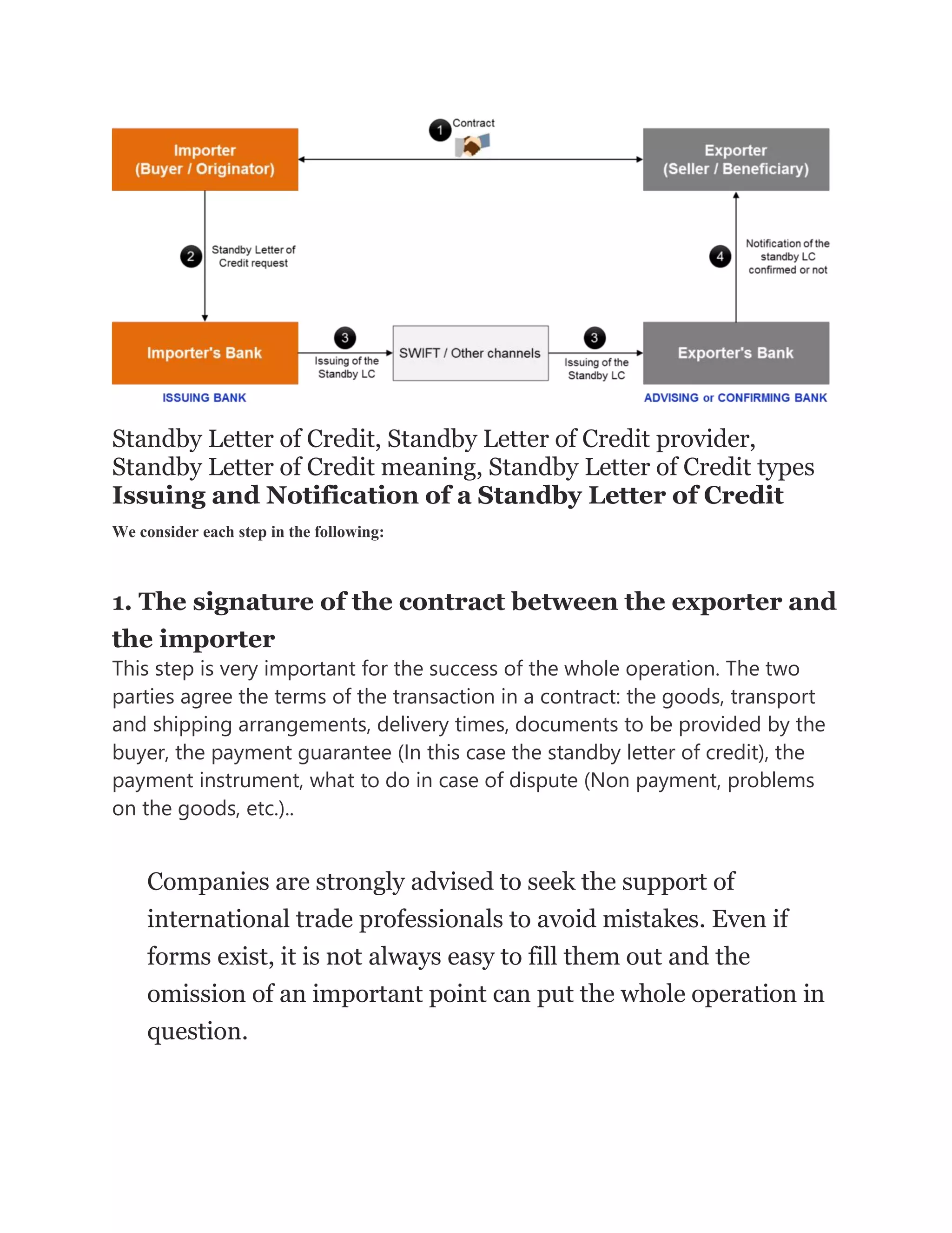 Standby Letter of Credit Definition, Issuance, Notification and uses | PDF
