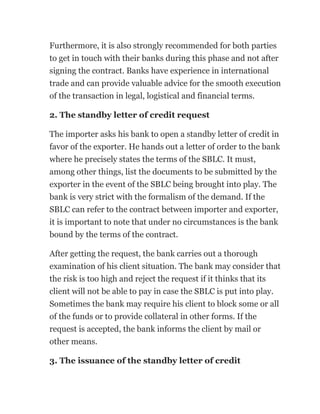 Standby Letter of Credit Definition, Issuance, Notification and uses | PDF