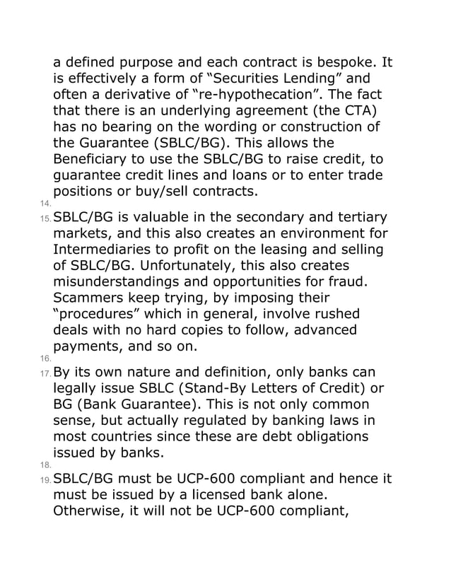 Standby letter of credit factsheet | PDF