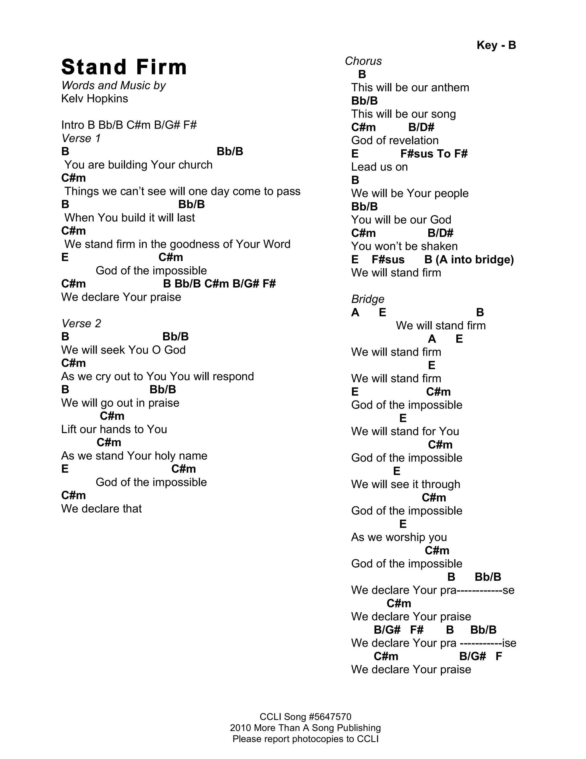 Stand firm chords | PDF