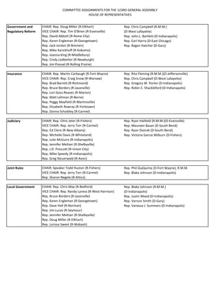 Indiana House Standing Committee Appointments_123rd General Assembly_10 ...