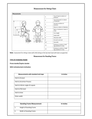 Standing frame cum sitting Assessment form for Special needs | PDF