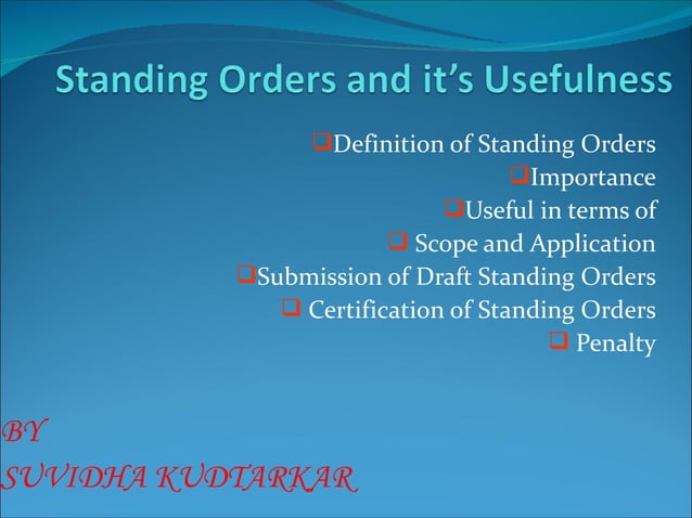 Standing orders | PPT