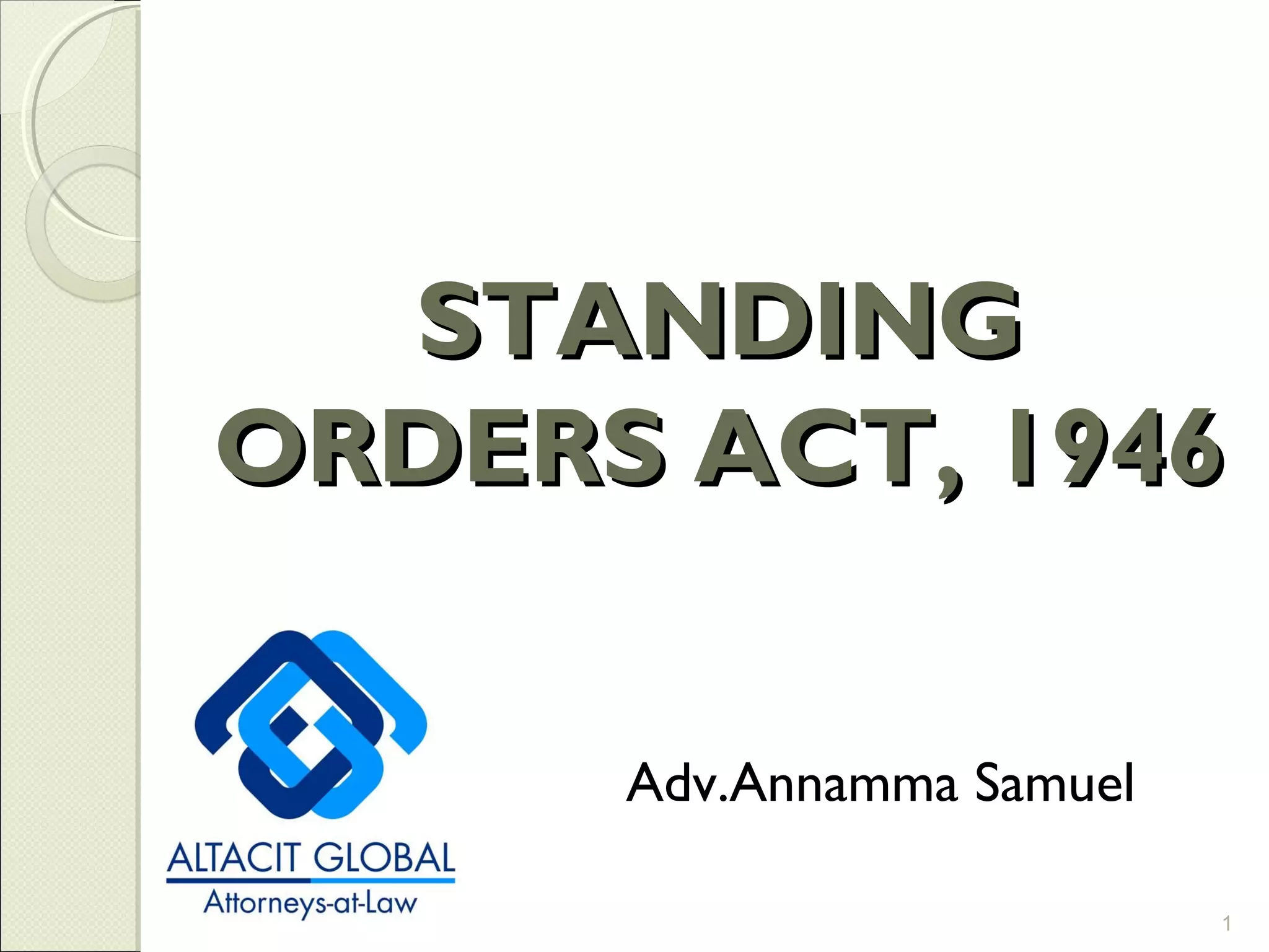Standing Orders Act 1946 | PPT