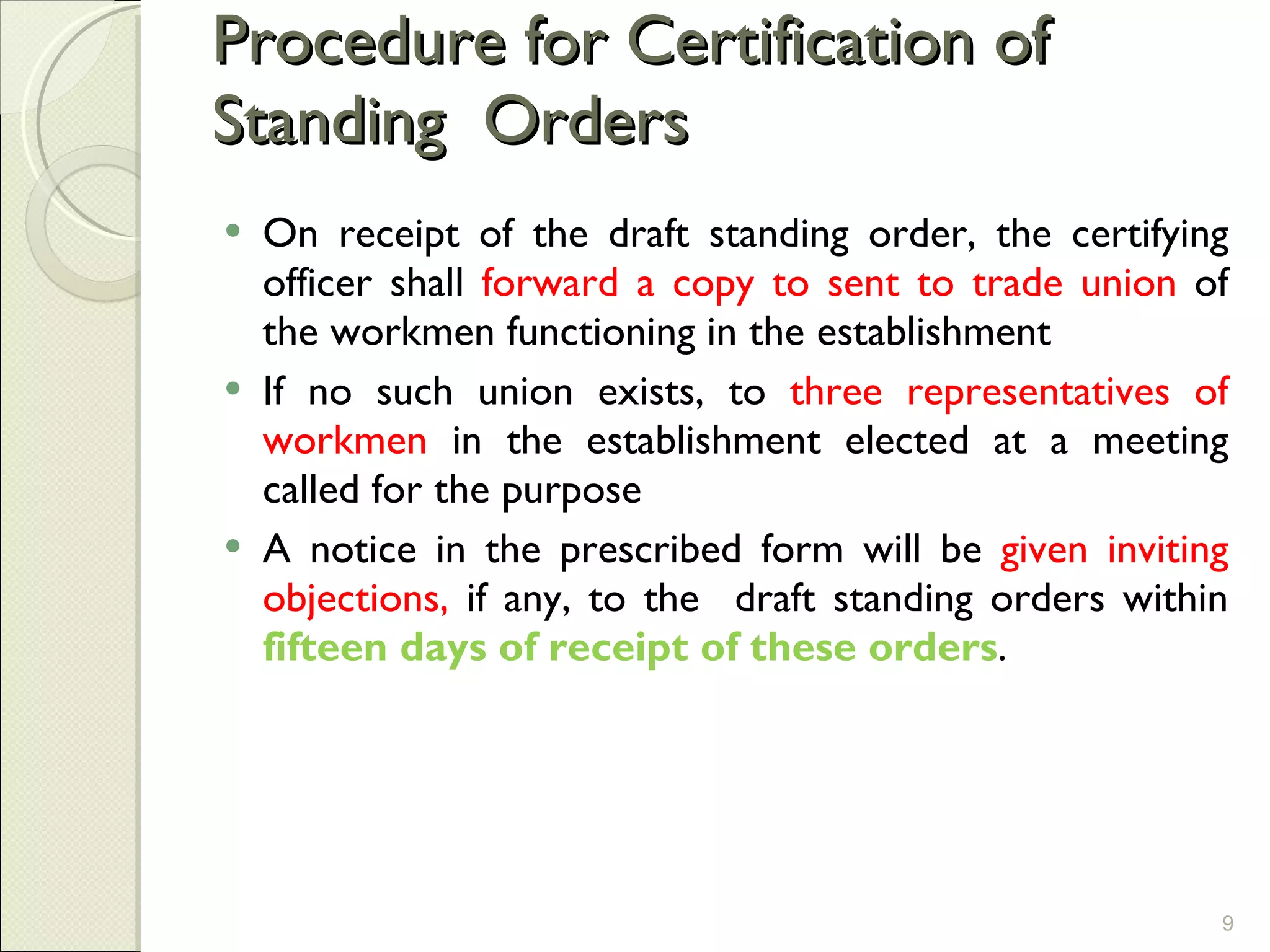 Standing orders act, 1946 | PPT