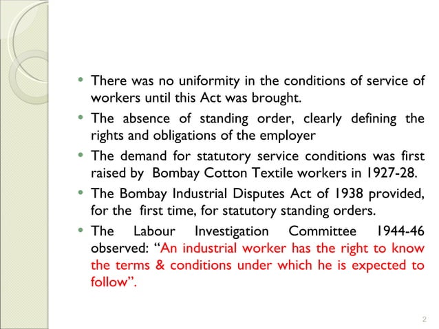 Standing orders act, 1946 | PPT | Law