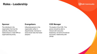 What is an RPA CoE? Session 2 – CoE Roles | PDF