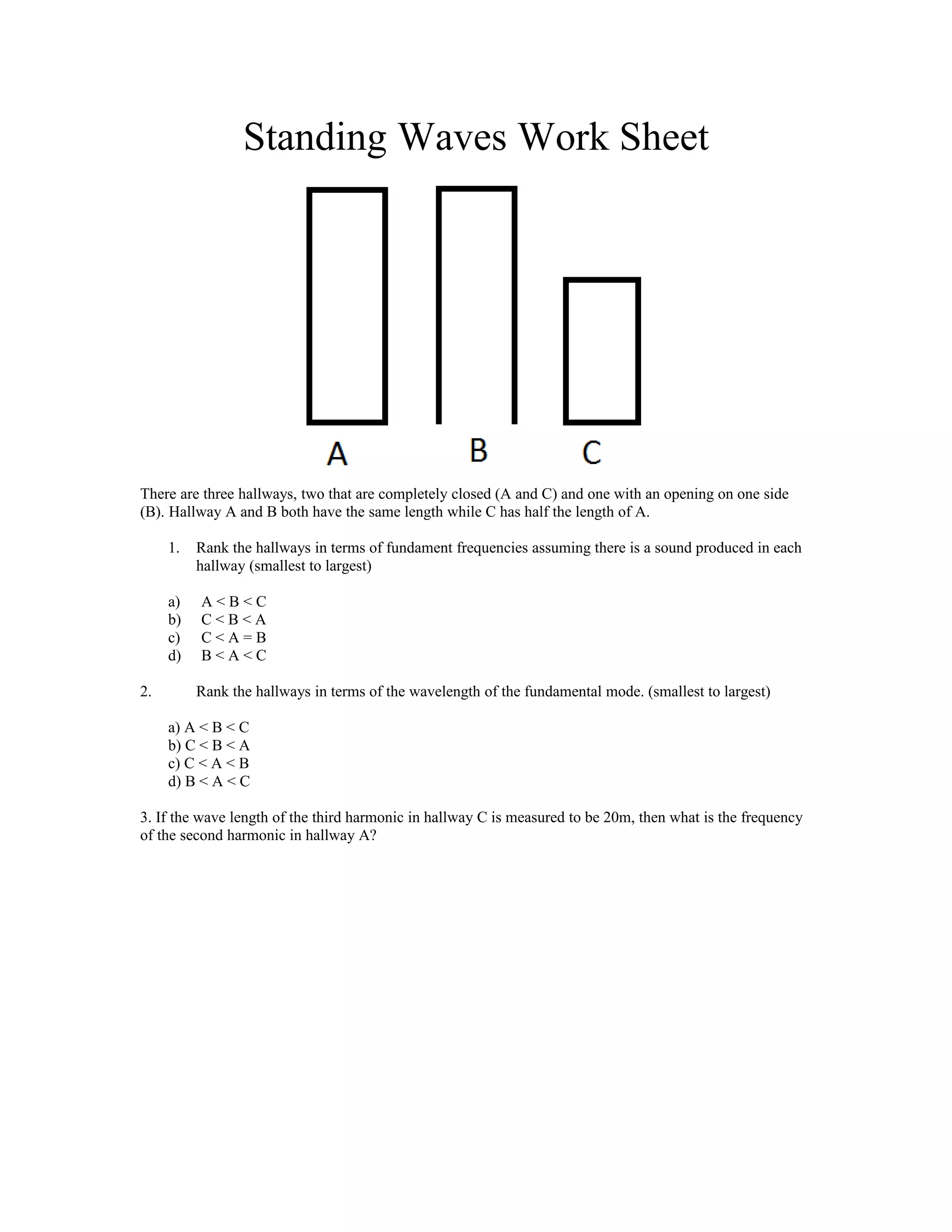 Standing waves work sheet | PDF