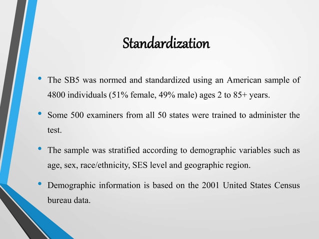 Stanford binet intelligence scale- fifth edition | PPTX | Standardized ...