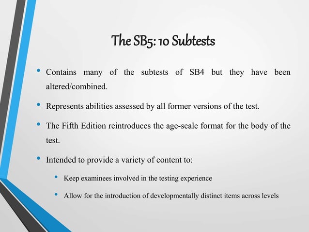 Stanford binet intelligence scale- fifth edition | PPTX | Standardized ...