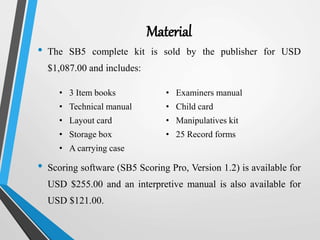 Stanford binet intelligence scale- fifth edition | PPTX