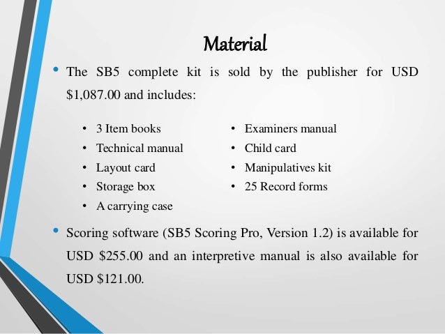 Stanford binet intelligence scale- fifth edition