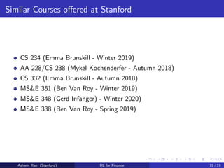 Stanford CME 241 - Reinforcement Learning for Stochastic Control ...