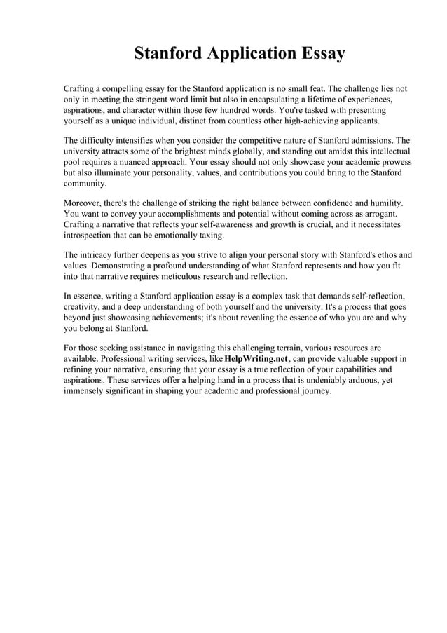 Stanford Application Essay. Rust College | PDF