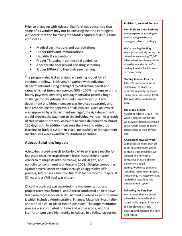 Stanford Case Study October 2011 | PDF | Healthcare Industry | Industries