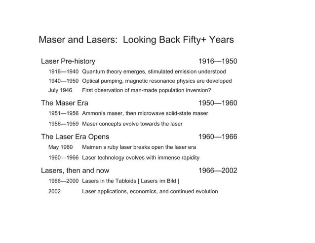 Laser Development History [Stanford laser history] | PDF