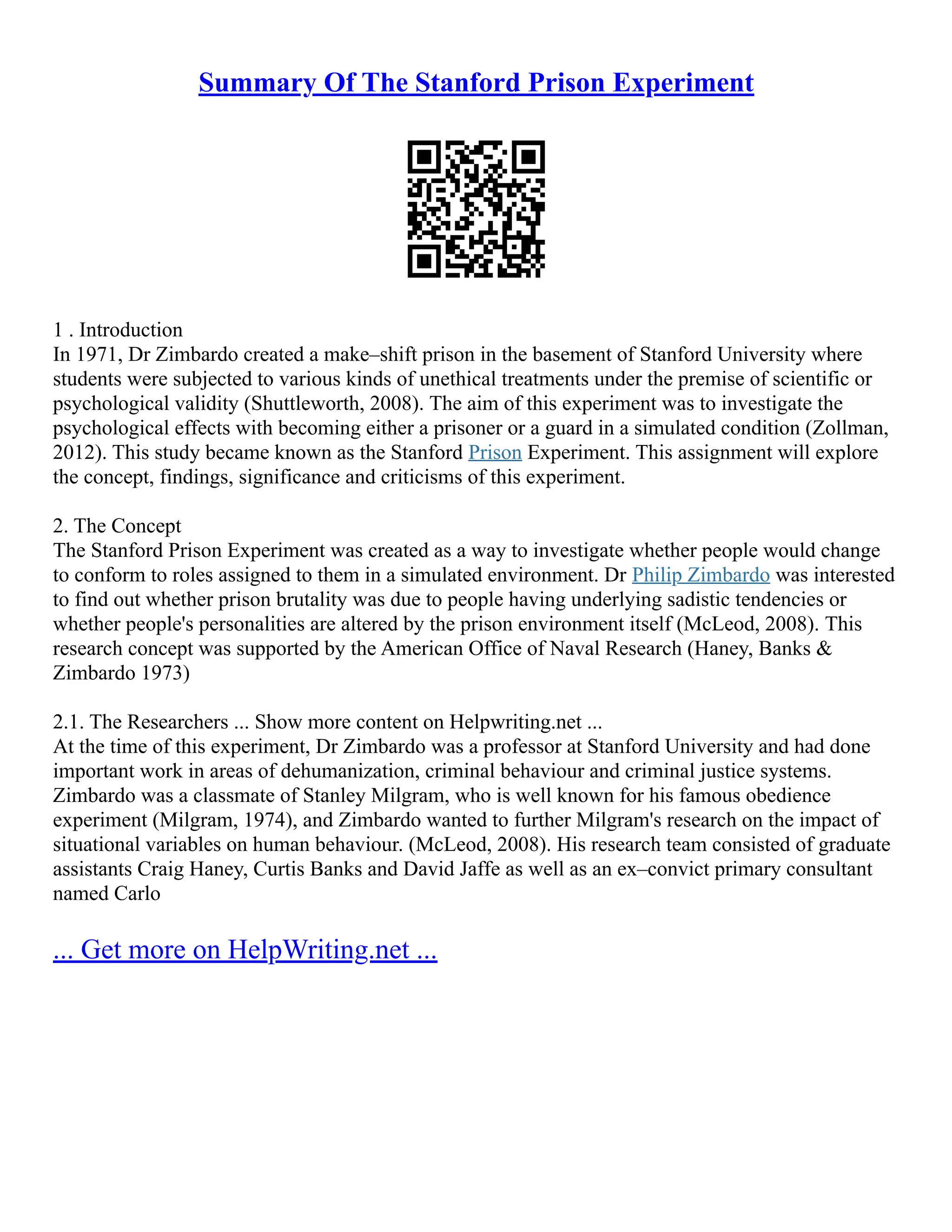 Stanford Prison Experiment Analysis | PDF