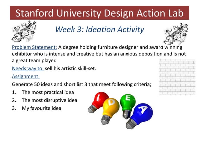 Stanford university ideation activity | PPT