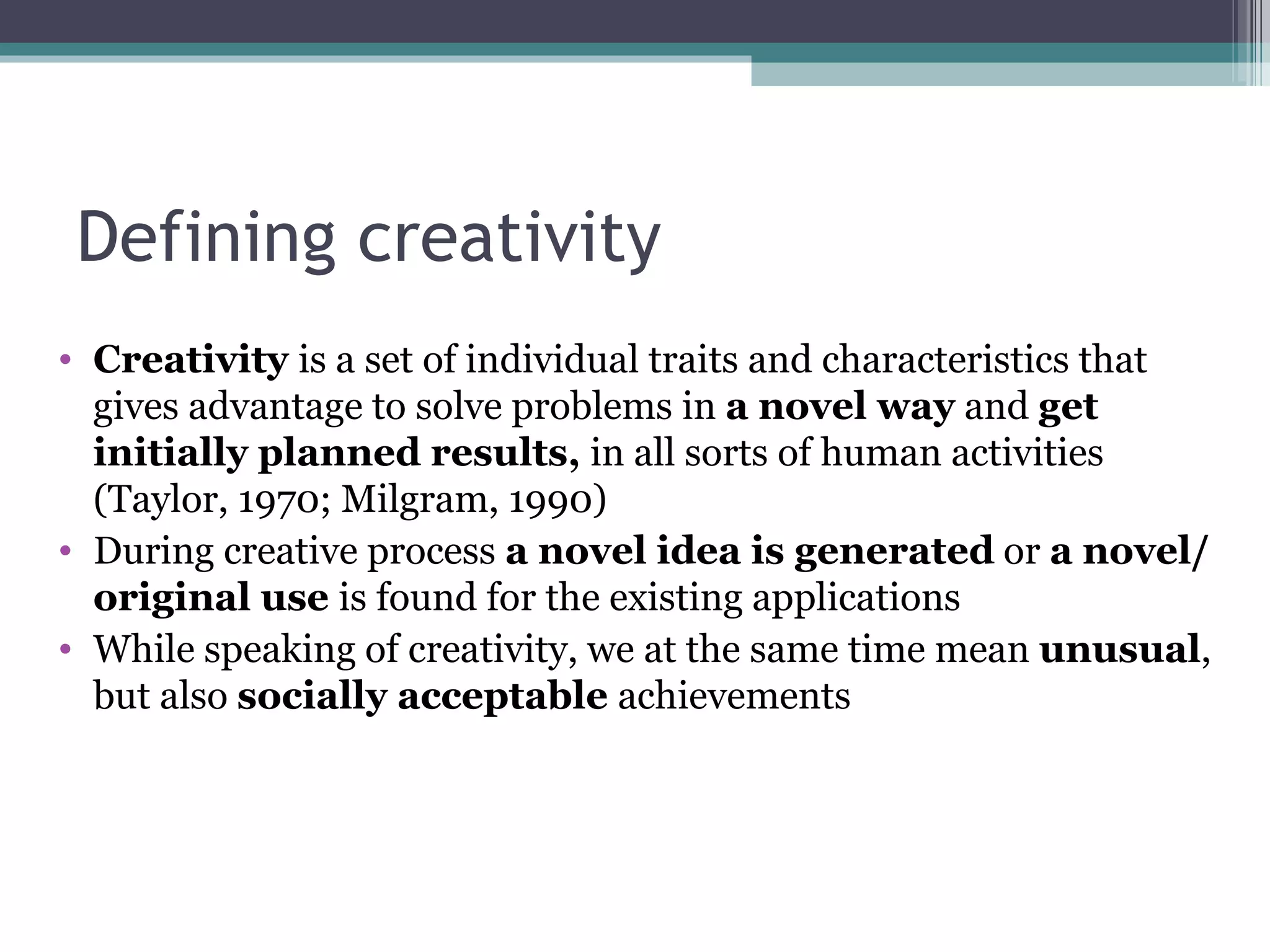 Creativity as a starting point for innovation | PPT
