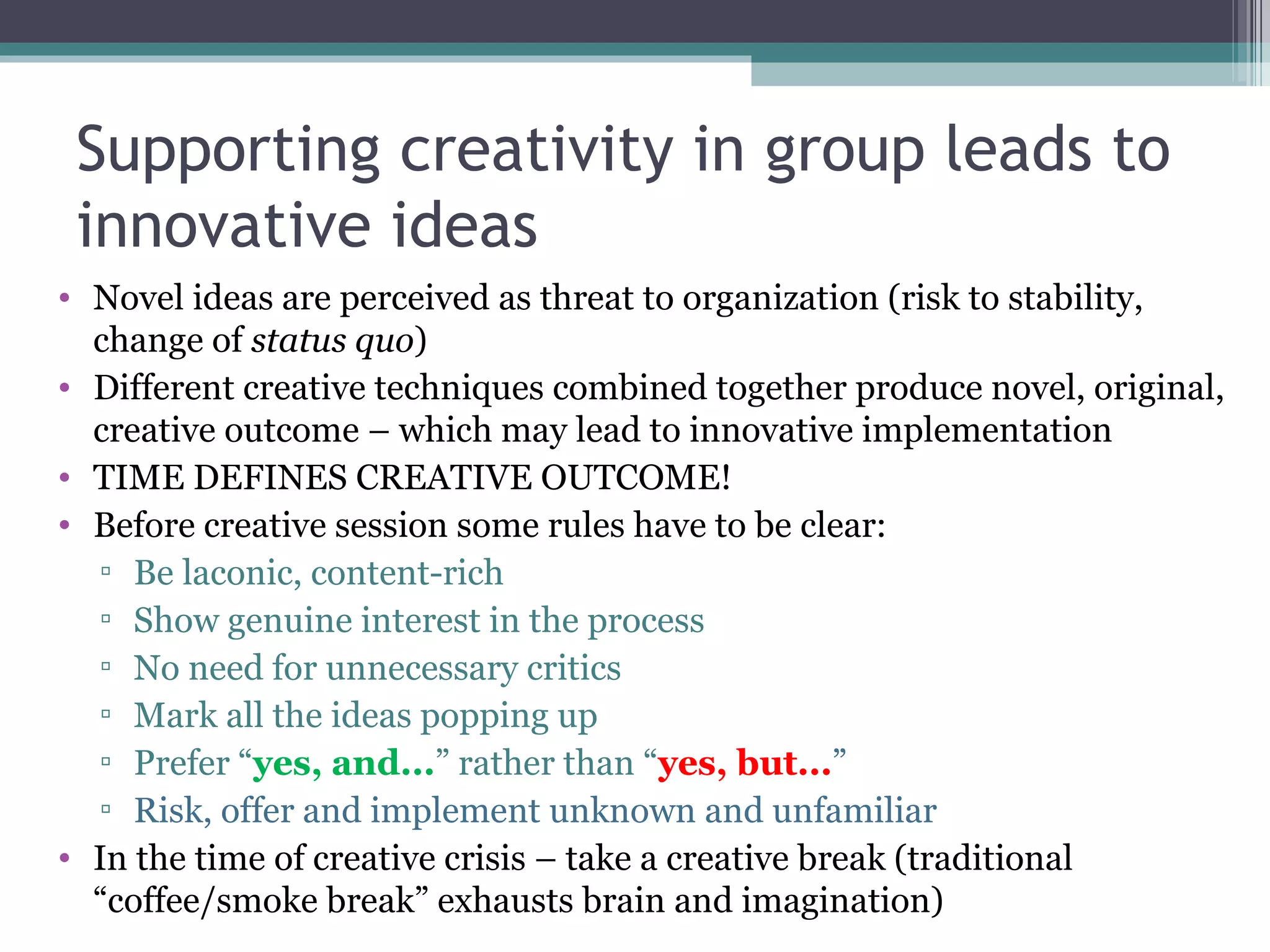 Creativity as a starting point for innovation | PPT