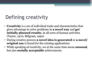 Creativity as a starting point for innovation | PPT