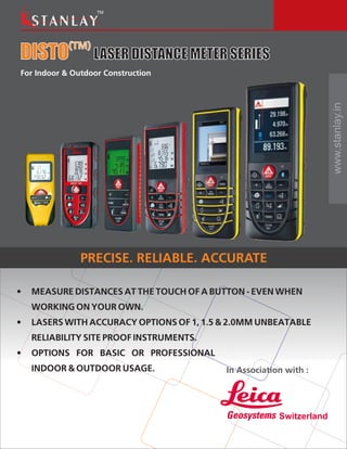 DISTO LASER DISTANCE METER SERIES For Indoor & Outdoor Construction ...