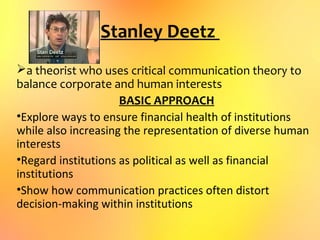 Stanley Deetz Managerialism and Organizational Democracy Approach | PPT