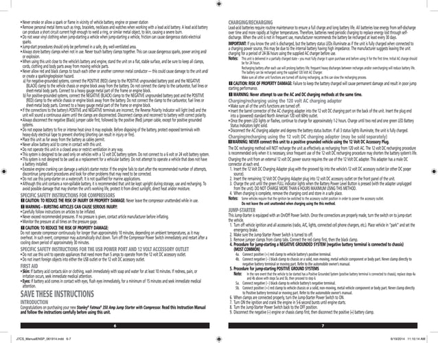 STANLEY FATMAX J7 CS Jump Starter User Manual | PDF