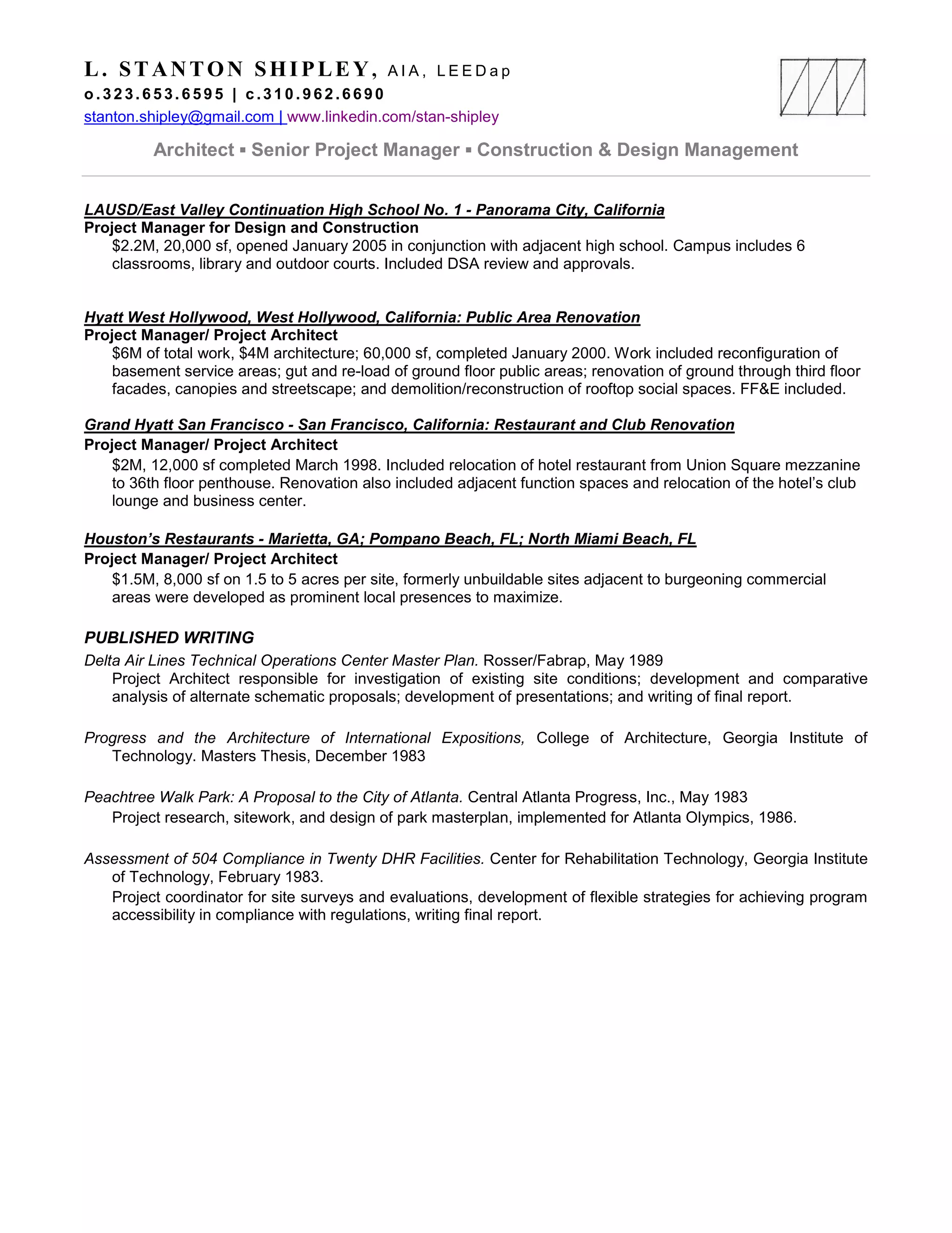 Stan Shipley Resume, Projects 11mr18 | PDF