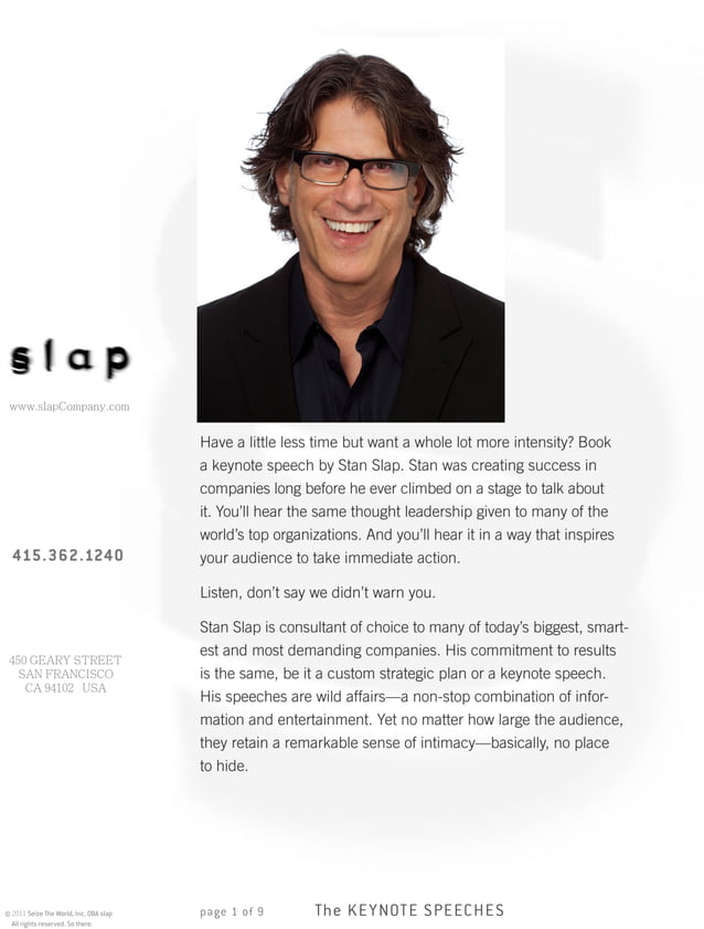 Stan Slap Keynote Speeches | PDF | Business Expos & Conferences | Events