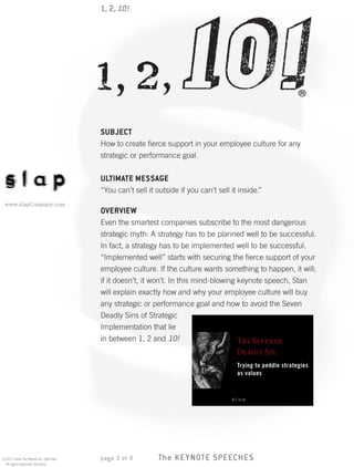 Stan Slap Keynote Speeches | PDF | Business Expos & Conferences | Events
