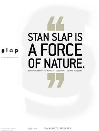 Stan Slap Keynote Speeches | PDF | Business Expos & Conferences | Events