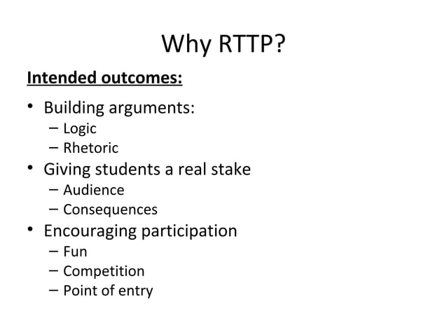Inhabiting arguments: Roleplaying games in the classroom | PPT