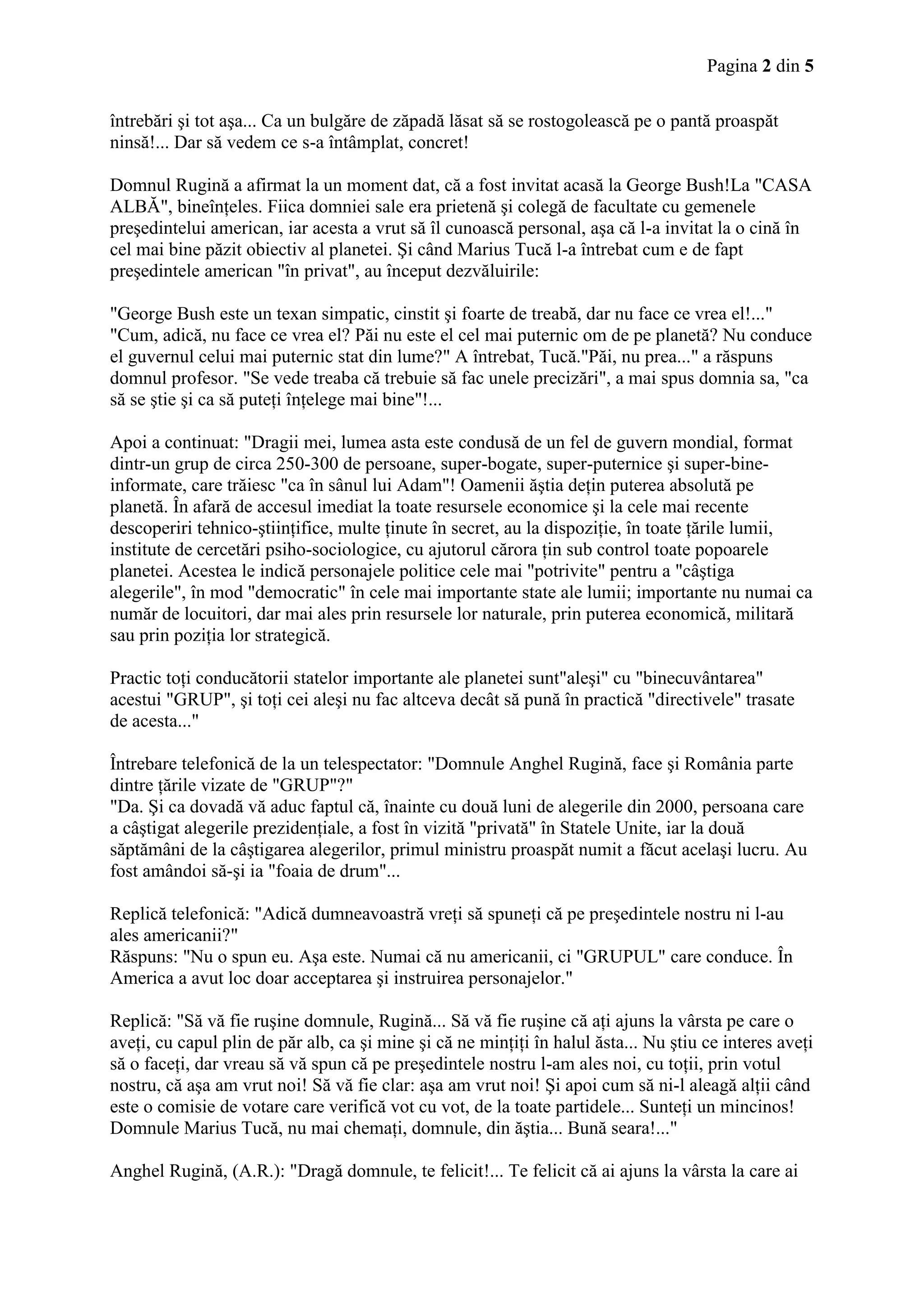 Stapanii lumii in viziunea academicianului Anghel Rugina | PDF