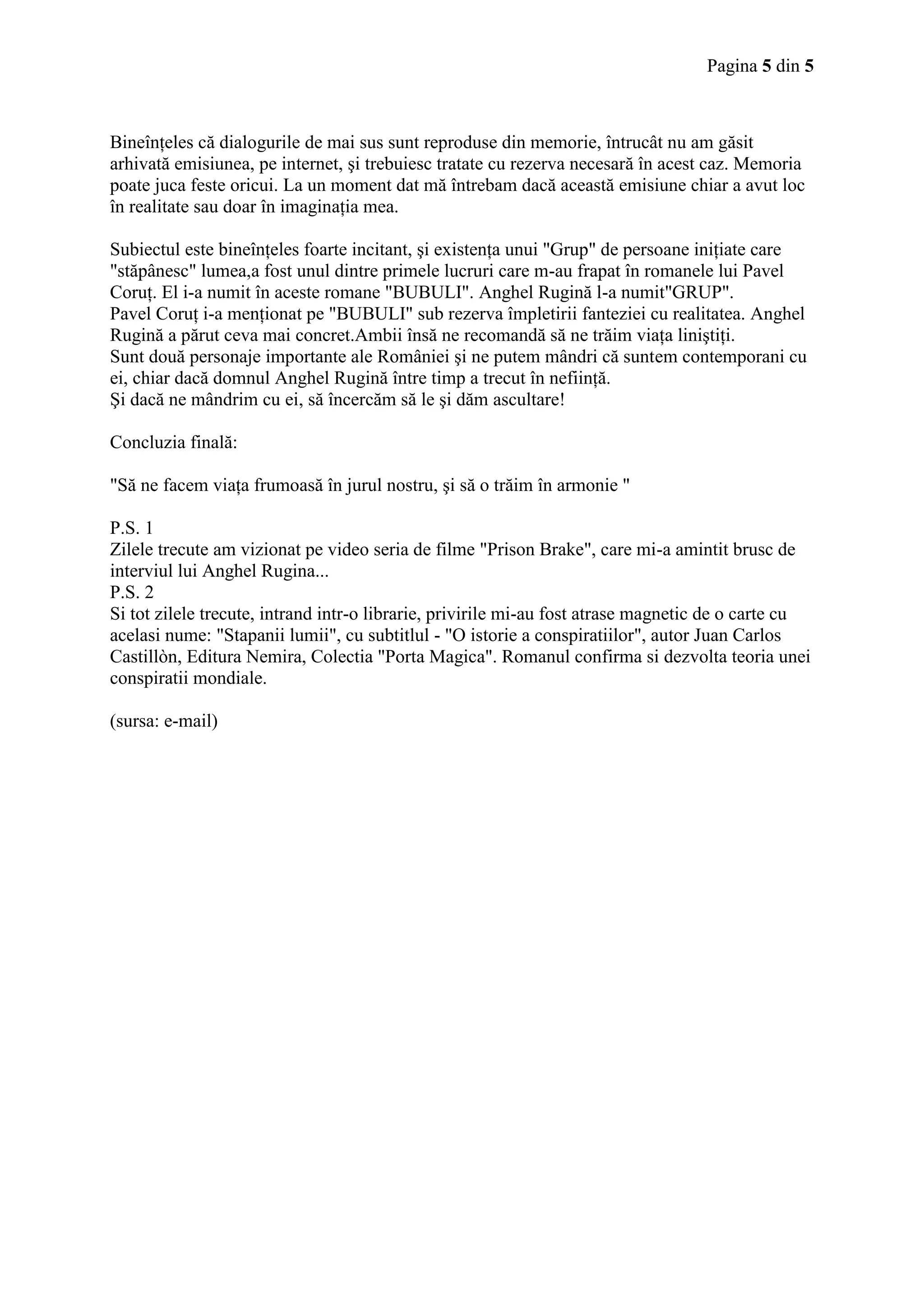 Stapanii lumii in viziunea academicianului Anghel Rugina | PDF