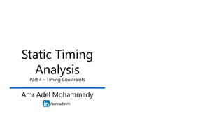 VLSI Static Timing Analysis Timing Checks Part 4 - Timing Constraints | PDF
