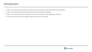 VLSI Static Timing Analysis Timing Checks Part 4 - Timing Constraints | PDF