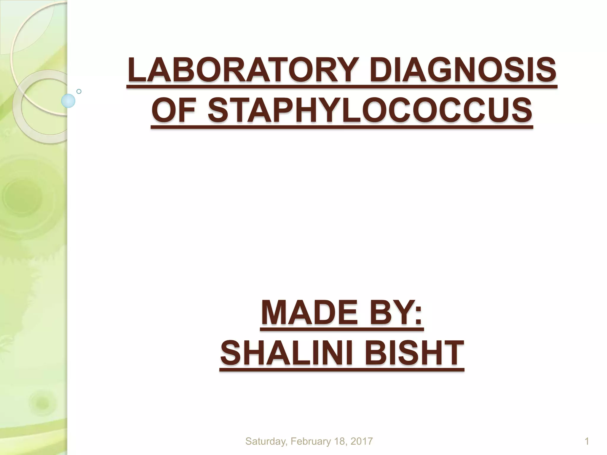 laboratory diagnosis of staphylococcus | PPTX