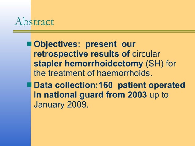 Stapler hemorrhoidectomy 3 | PPT | Digestive Disorders | Diseases and ...