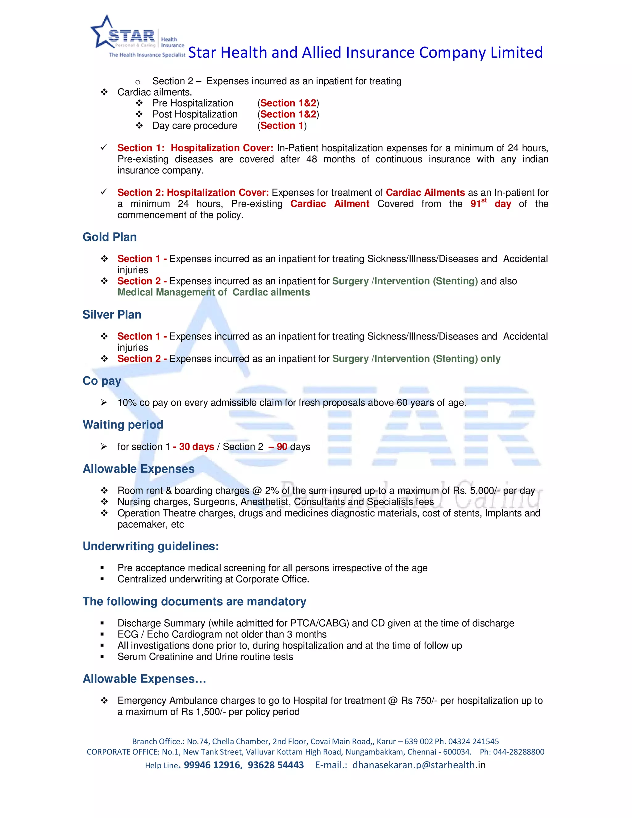 Star cardiac care health insurance | PDF