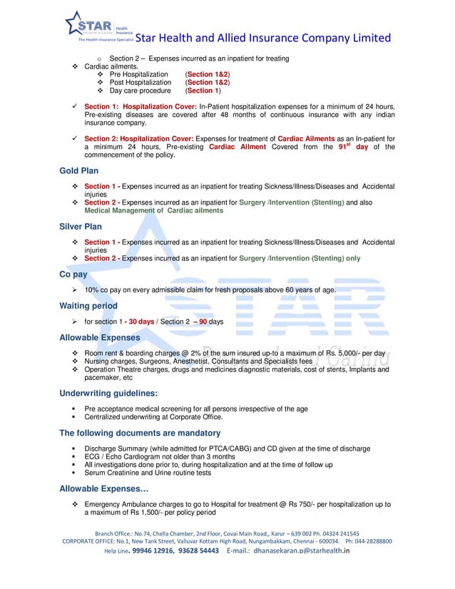 Star cardiac care health insurance | PDF